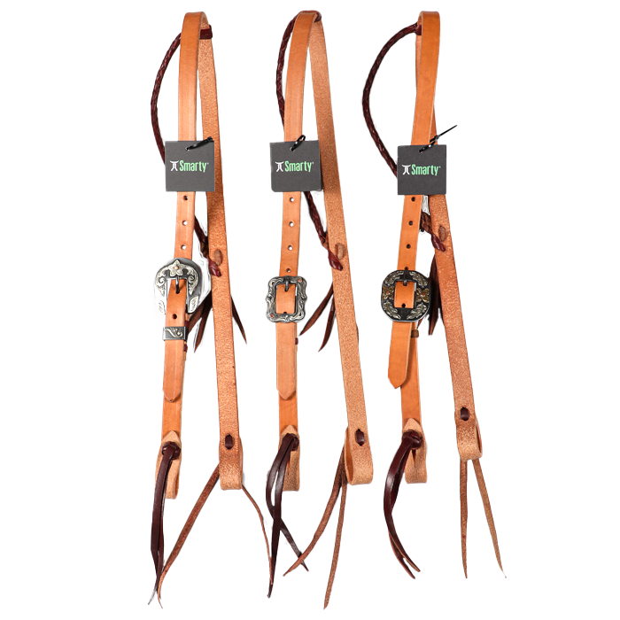3/4" Headstall Braided Ear Harness with Cowboy Knots and Custom Buckles
